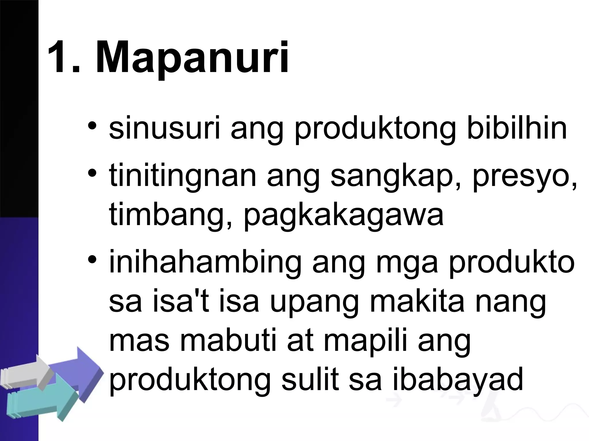 Mga pamantayan sa pamimili | PPT