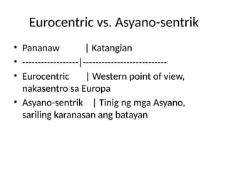 Mga_Pananaw_sa_Pag-aaral_ng_Asya.pptx asyano | PPTX