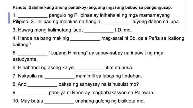 Mga Panandang Pantukoy | PPT