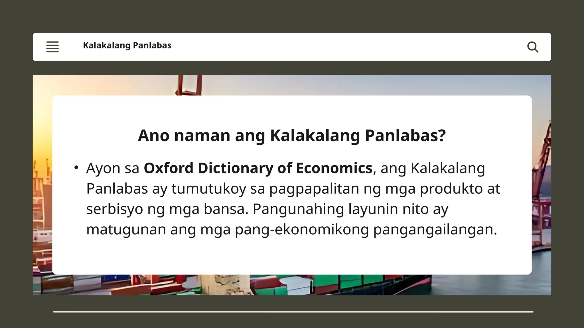 Mga Pang-Ekonomikong Ugnayan at Patakarang Panlabas na Nakakatulong sa ...