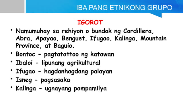 Ang Mga Pangkat etnikong Pilipino Grade 6 Araling Panlipunan | PPTX