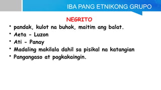 Ang Mga Pangkat etnikong Pilipino Grade 6 Araling Panlipunan | PPTX
