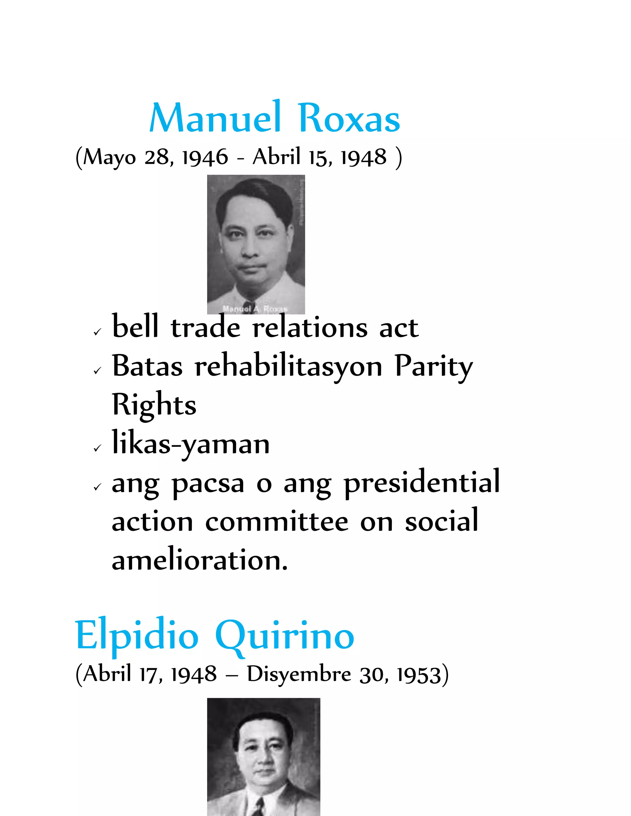 Mga pangulo ng pilipinas | DOCX