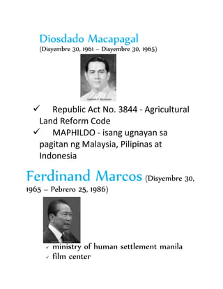 Mga pangulo ng pilipinas | DOCX