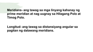 Mga pangunahing guhit sa globo | PPTX