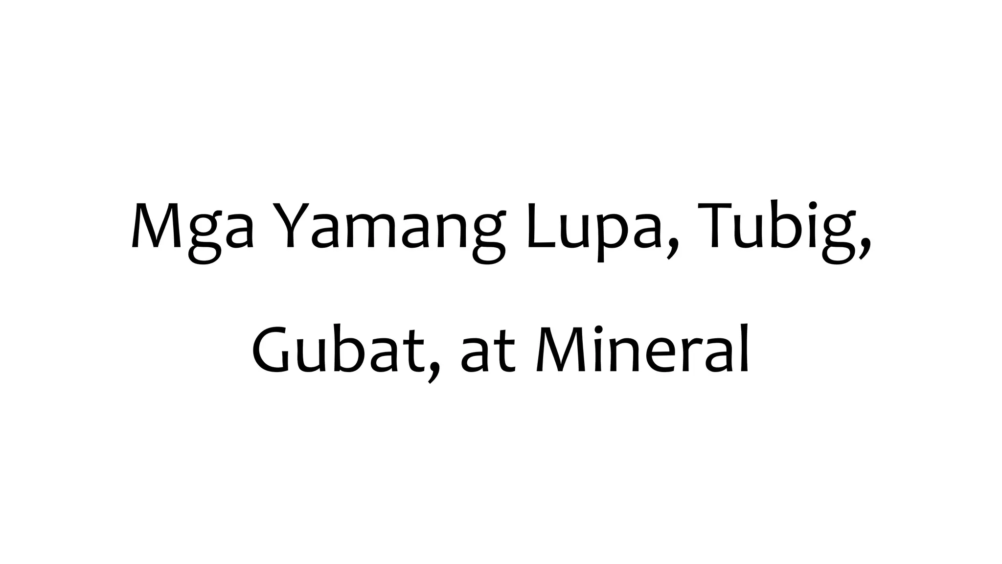 Mga Pangunahing Likas na Yaman | PPTX