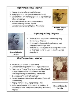 Mga Bayani Ng Pilipinas At Ang Kanilang Nagawa