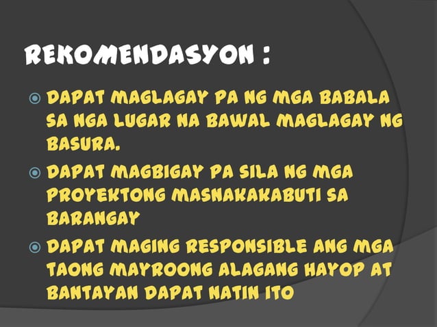 Mga pangunahing siliranin/problema sa barangay/pamayanan | PPTX