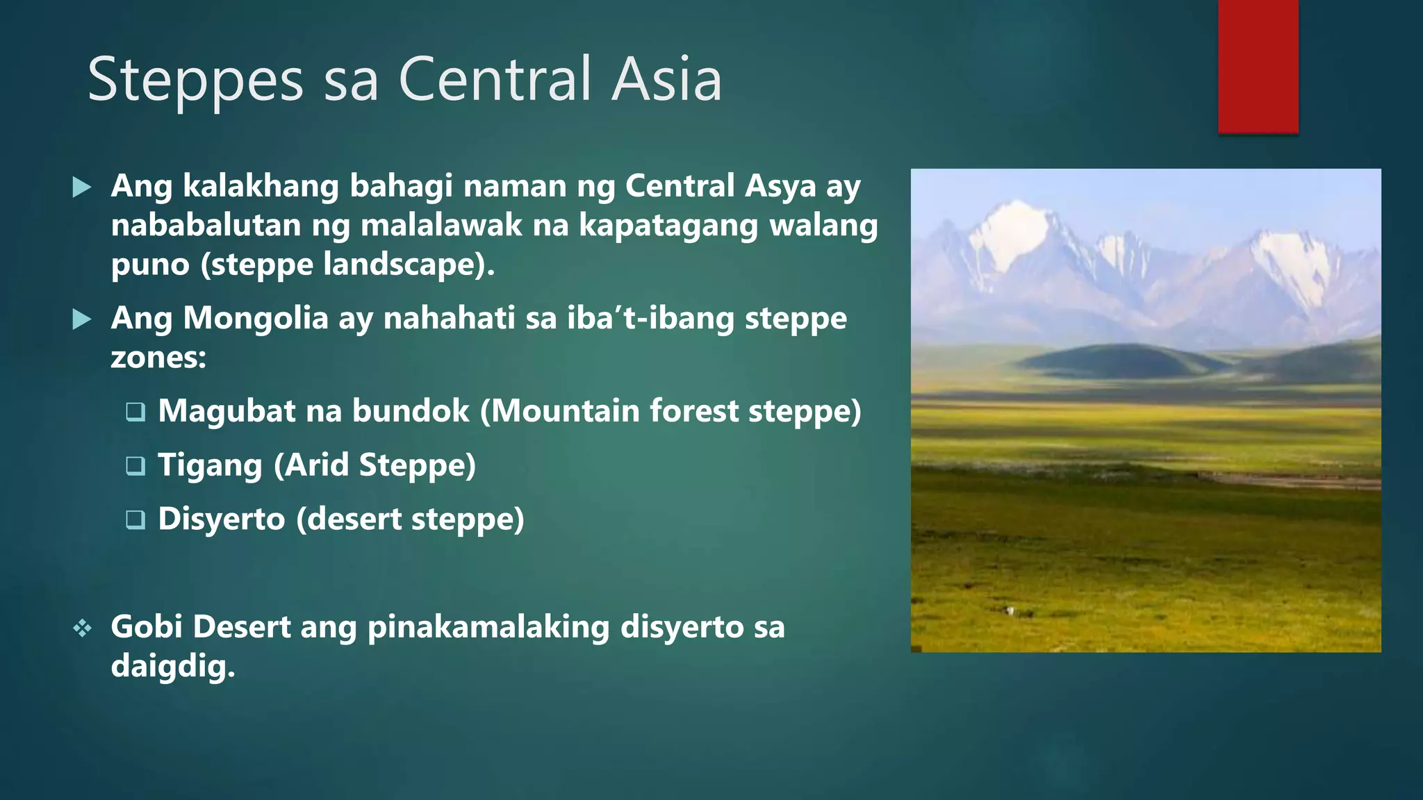 Mga pangunahing talampas, kapatagan , steppe at | PPTX