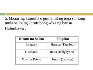 Mga Panumbas sa mga Hiram na Salita | PPTX
