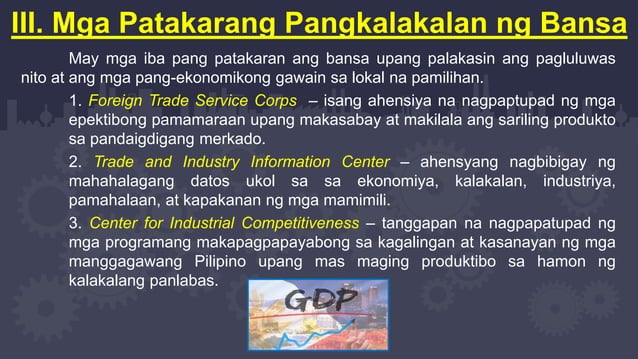 Mga Patakarang Pang Ekonomiya Ng Pilipinas Sa Kalakalang Panlabas