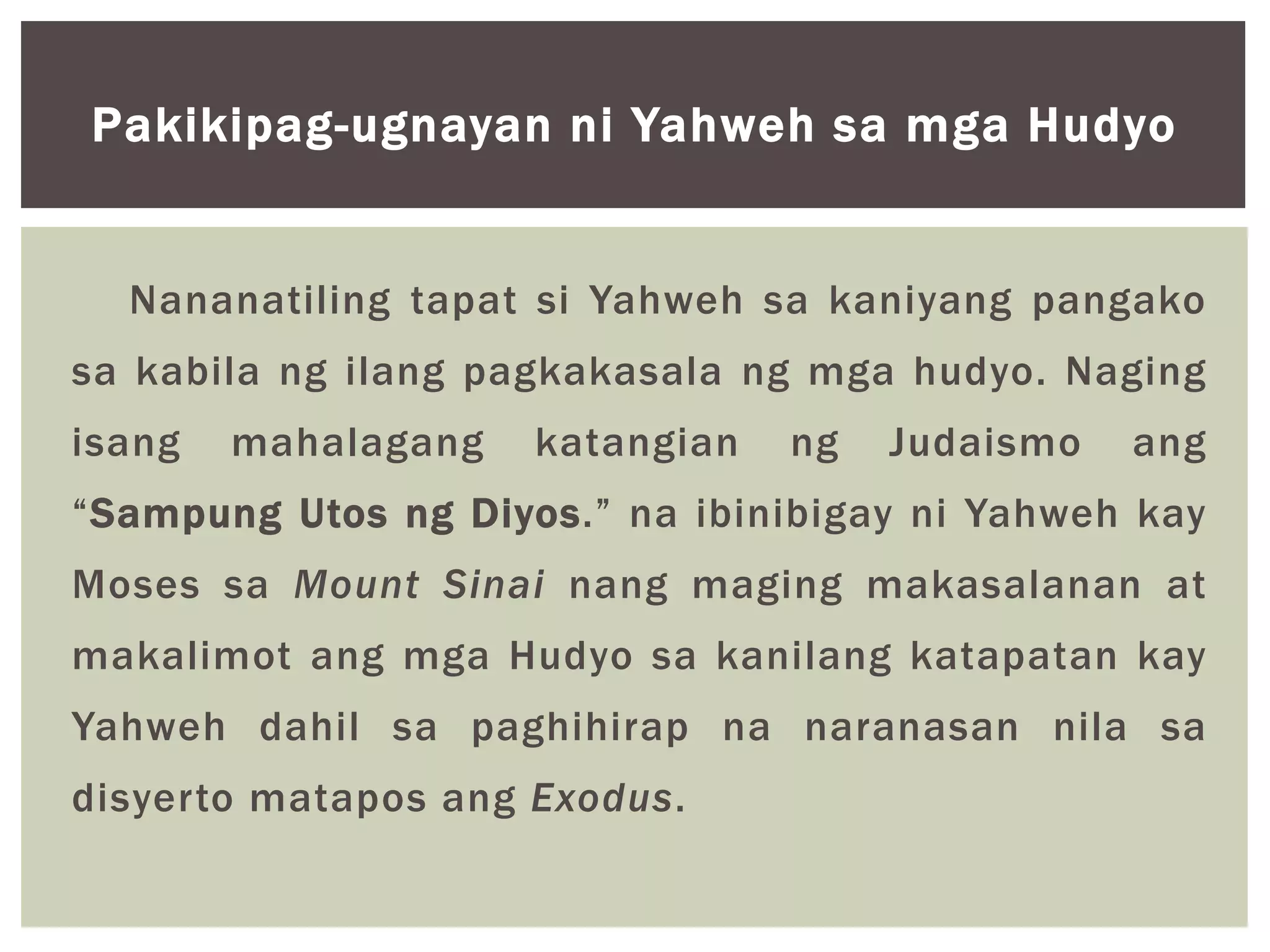 Mga Relihiyong Sumibol sa Kanlurang Asya at Judaismo | PPTX