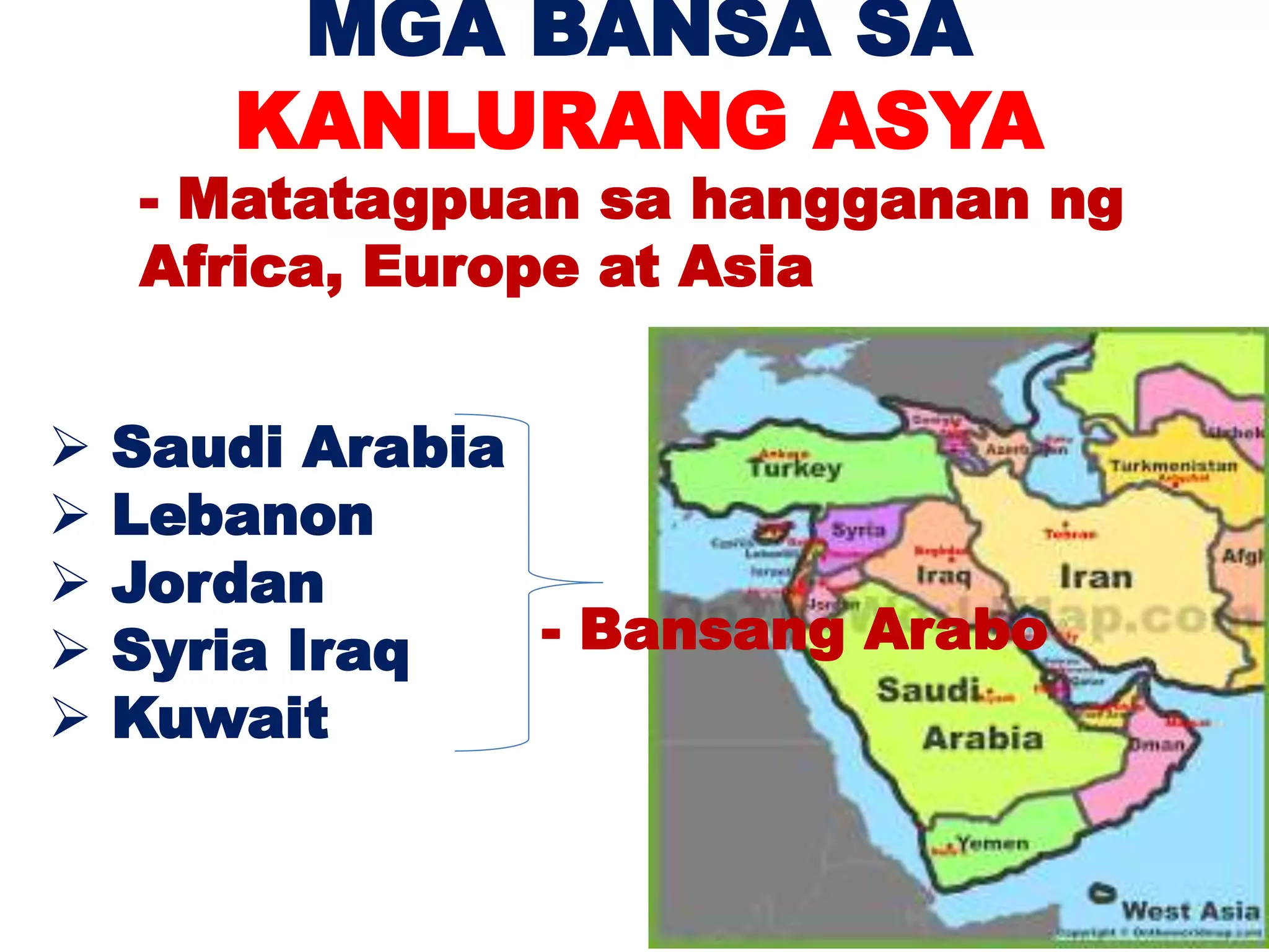 Mga rehiyon sa asya | PPTX
