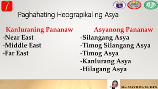Mga rehiyon sa asya | PPTX
