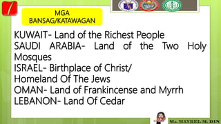 Mga Bansa sa Bawat Rehiyon ng Asya | PPTX