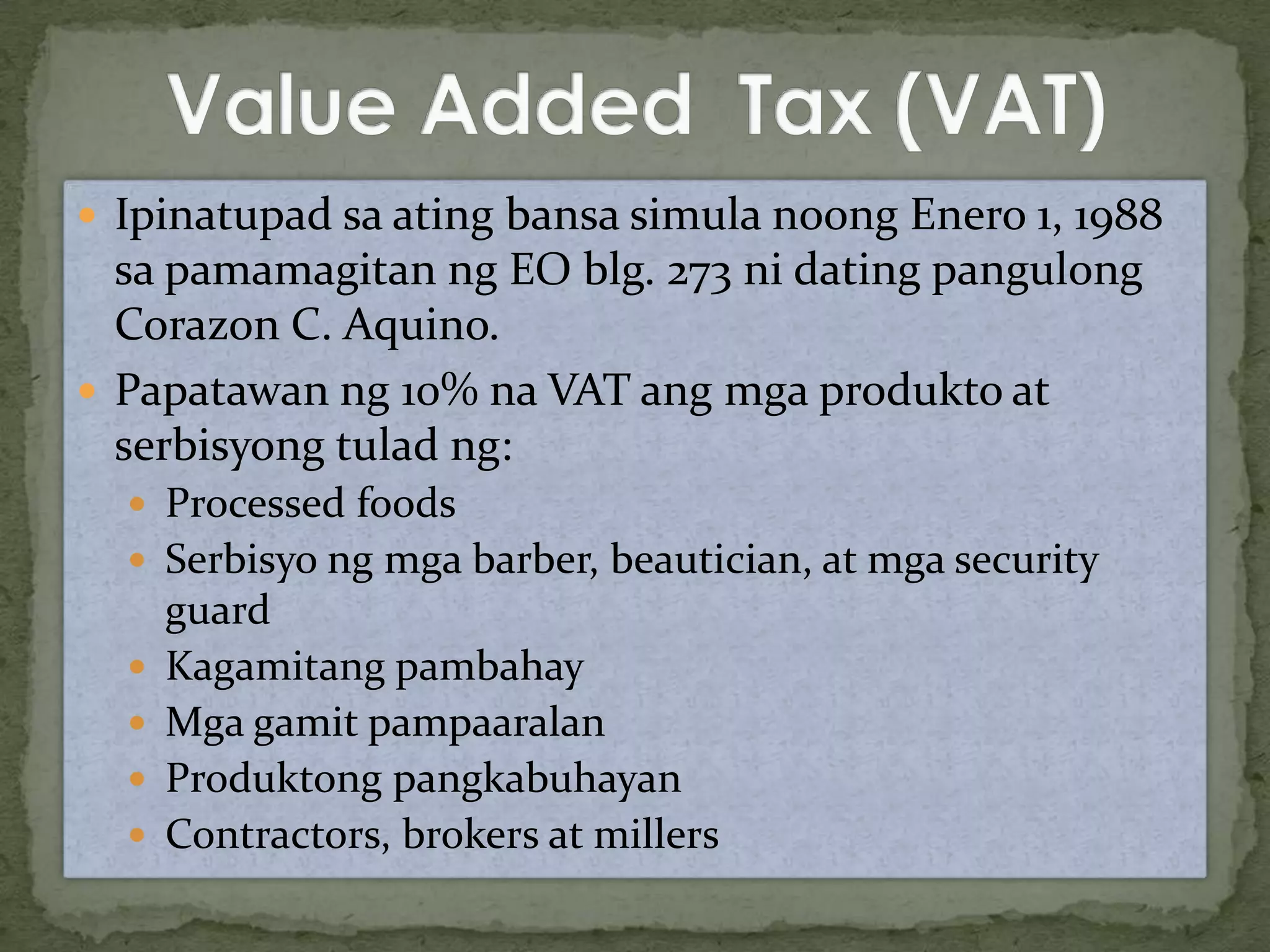 Mga reporma sa pagbubuwis | PPTX