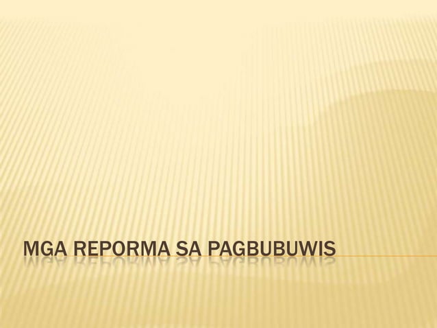 Mga reporma sa pagbubuwis elsisura | PPTX