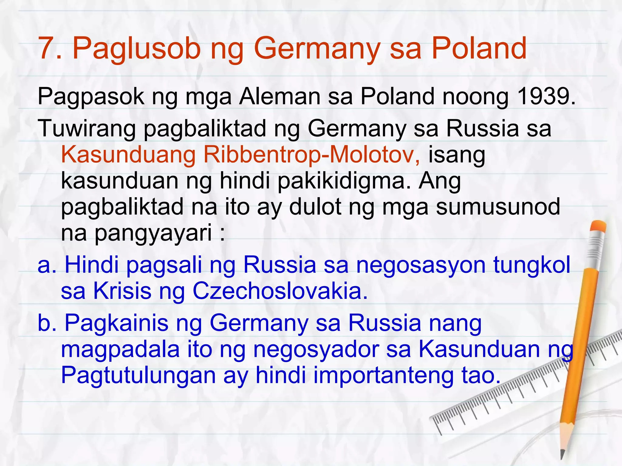 Mga sanhi ng ikalawang digmaang pandaigdig | PPT
