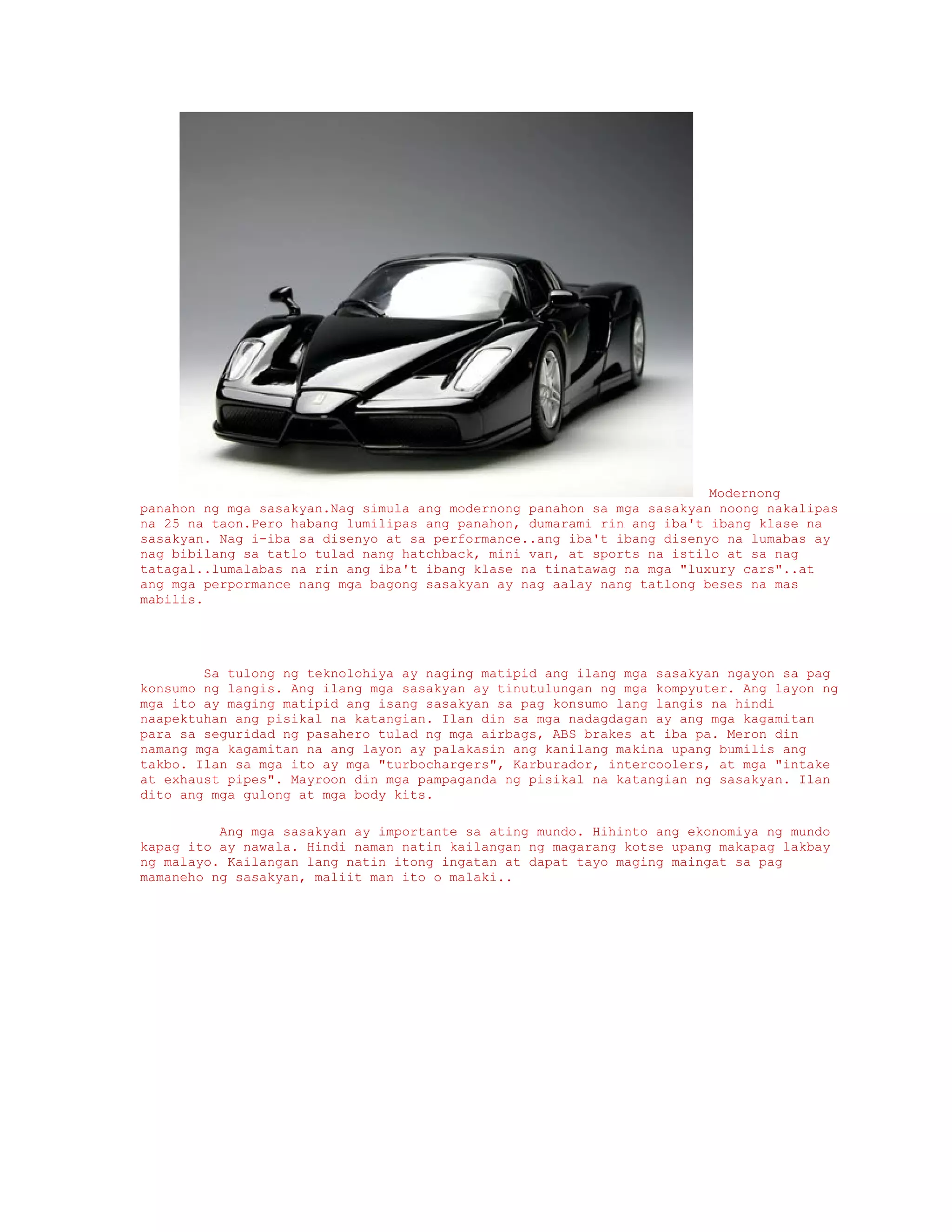 Mga sasakyang sa lumang panahon | DOC