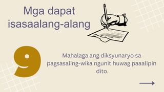 MGA SIMULAIN NG PAGSASALIN, PAGSASALING TEKNIKAL AT PAGSASALING ...