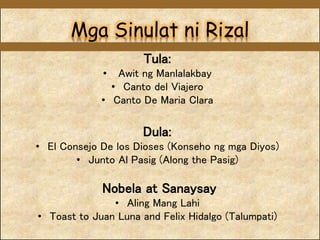 Mga Sinulat ni Dr. Jose Rizal | PPTX