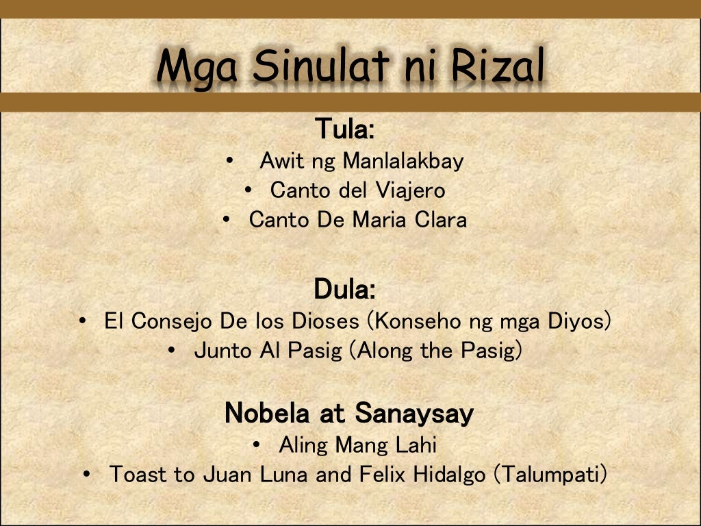 Mga Sinulat ni Dr. Jose Rizal