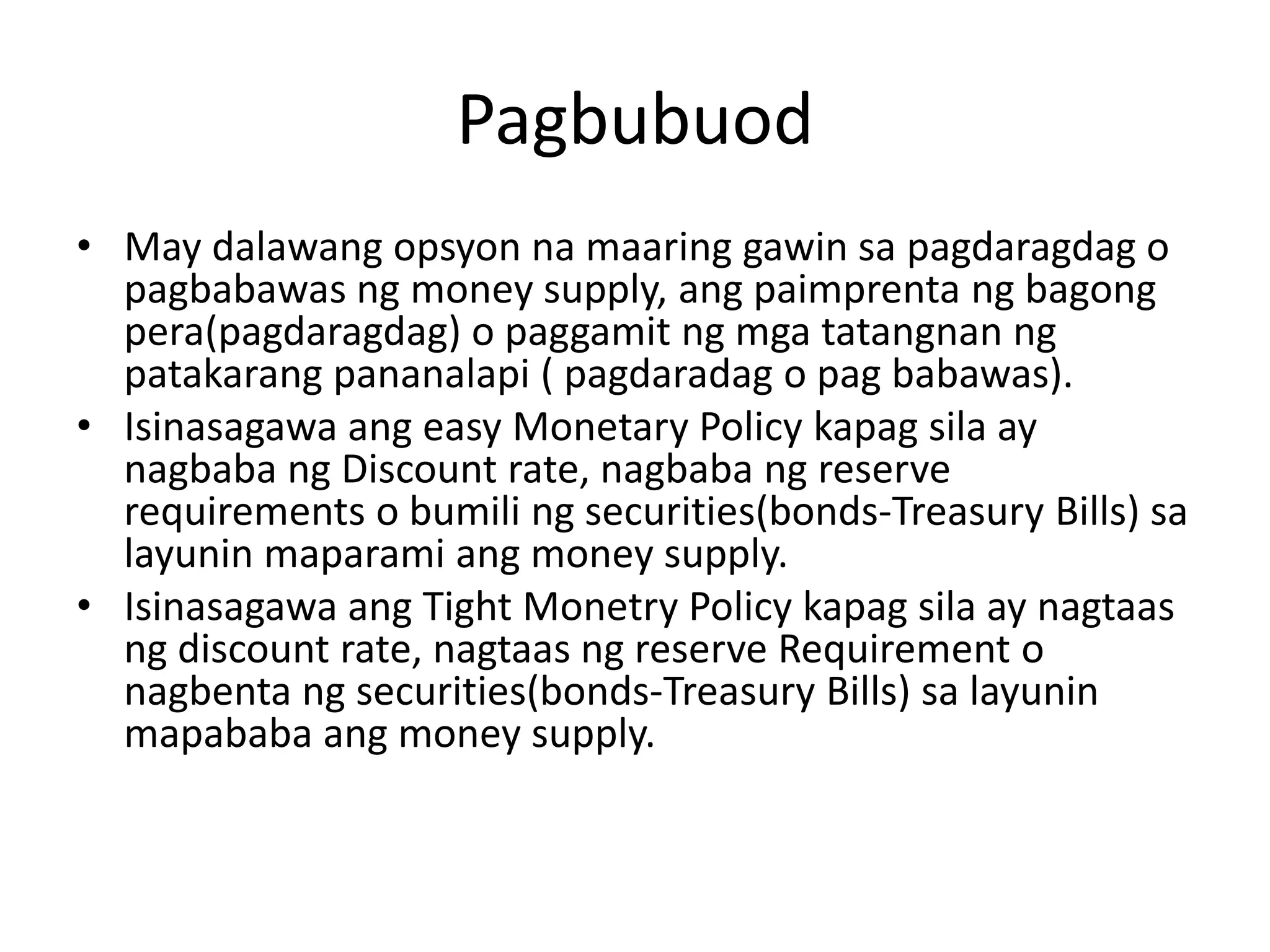 Mga tatangnan ng patakarang pananalapi | PPTX