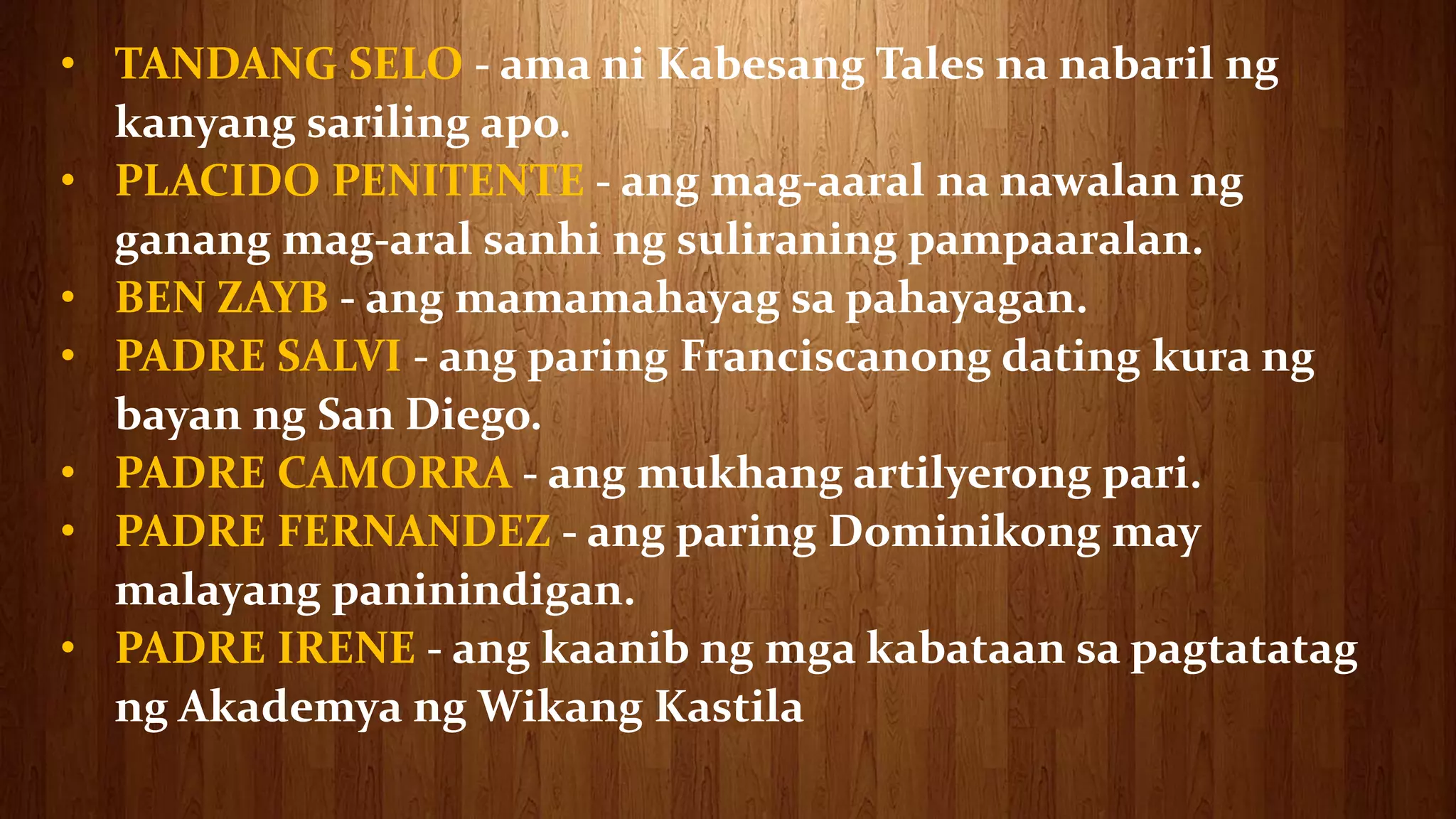 El Filibusterismo - Tauhan | PPTX