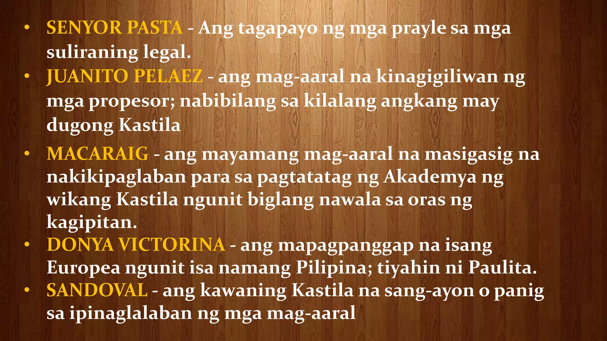 El Filibusterismo - Tauhan | PPTX