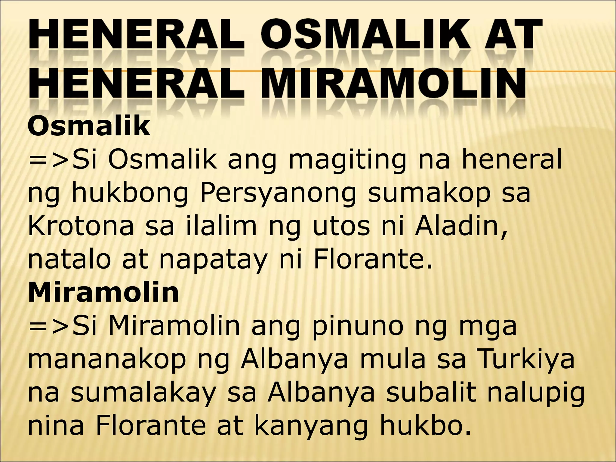 Mga Mahahalagang Tauhan sa Florante at Laura | PPT