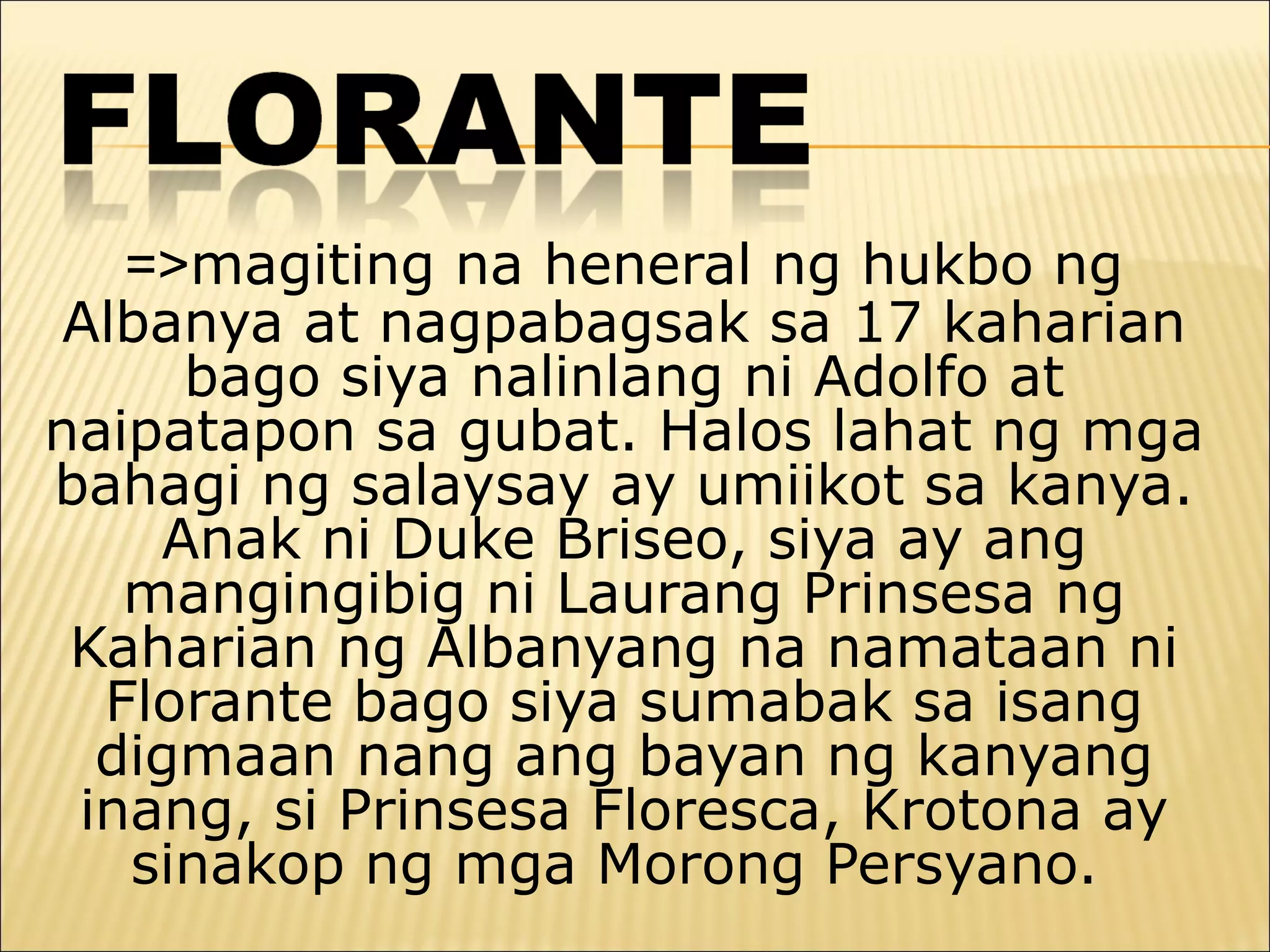 Mga Mahahalagang Tauhan sa Florante at Laura | PPT
