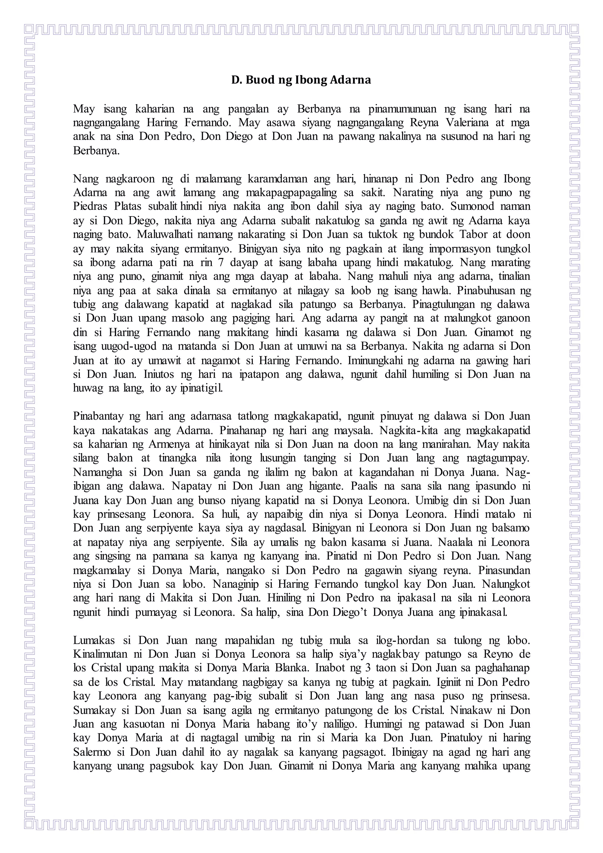 Mga tauhan sa_ibong_adarna | DOCX