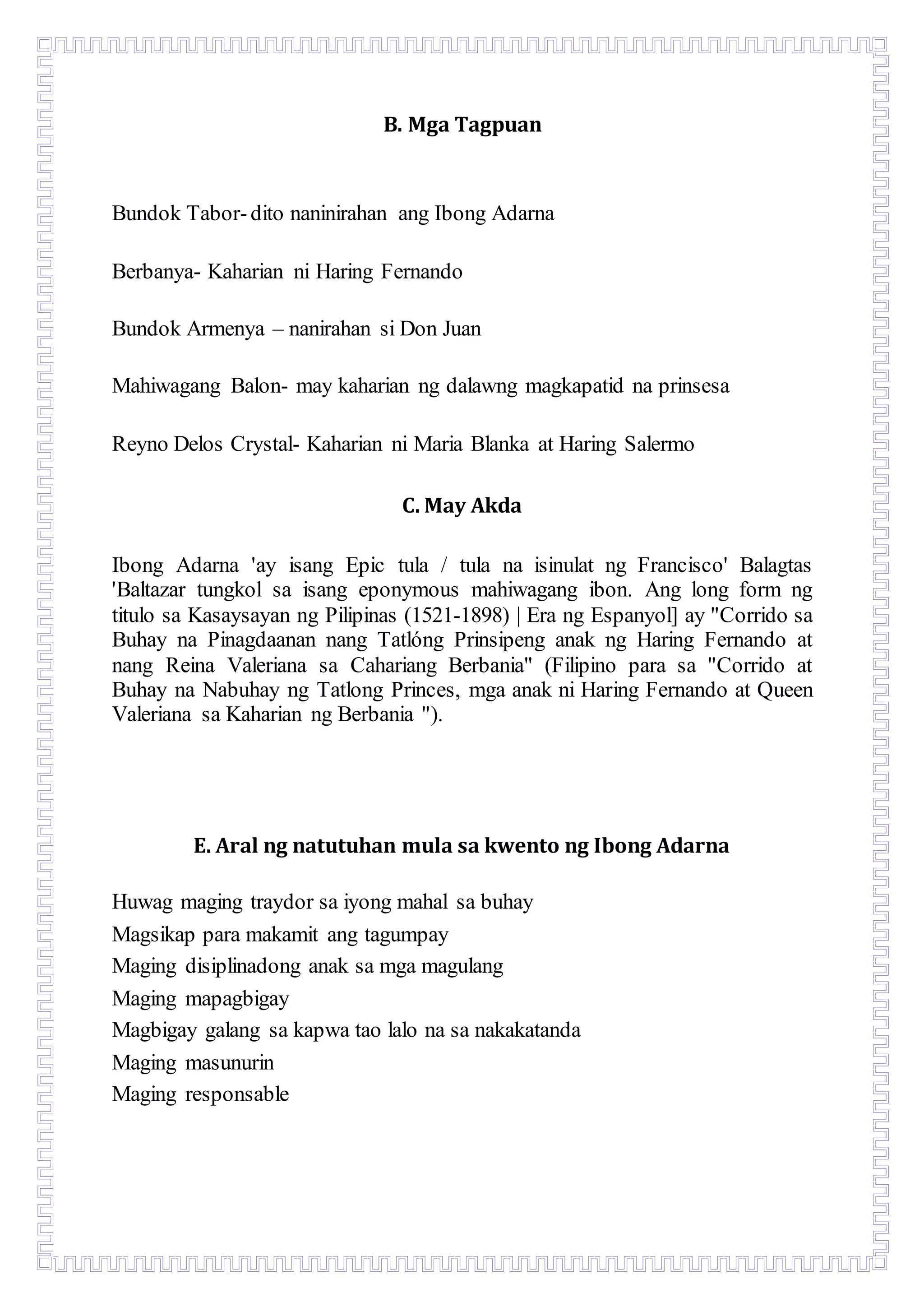 Mga tauhan sa_ibong_adarna | DOCX