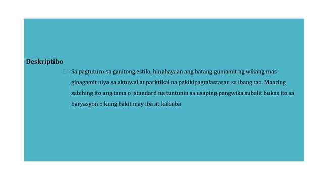 Mga teorya sa pagkatuturo at pagkatuto ng wika sa filipino | PPTX