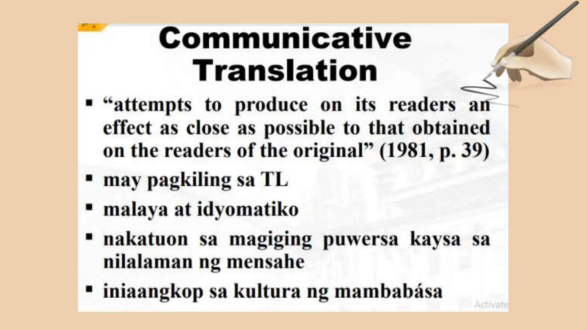 Mga Teorya Sa Pagsasalin Formal Vs Dynamic Equivalence Semantic Vs Communicative Translation