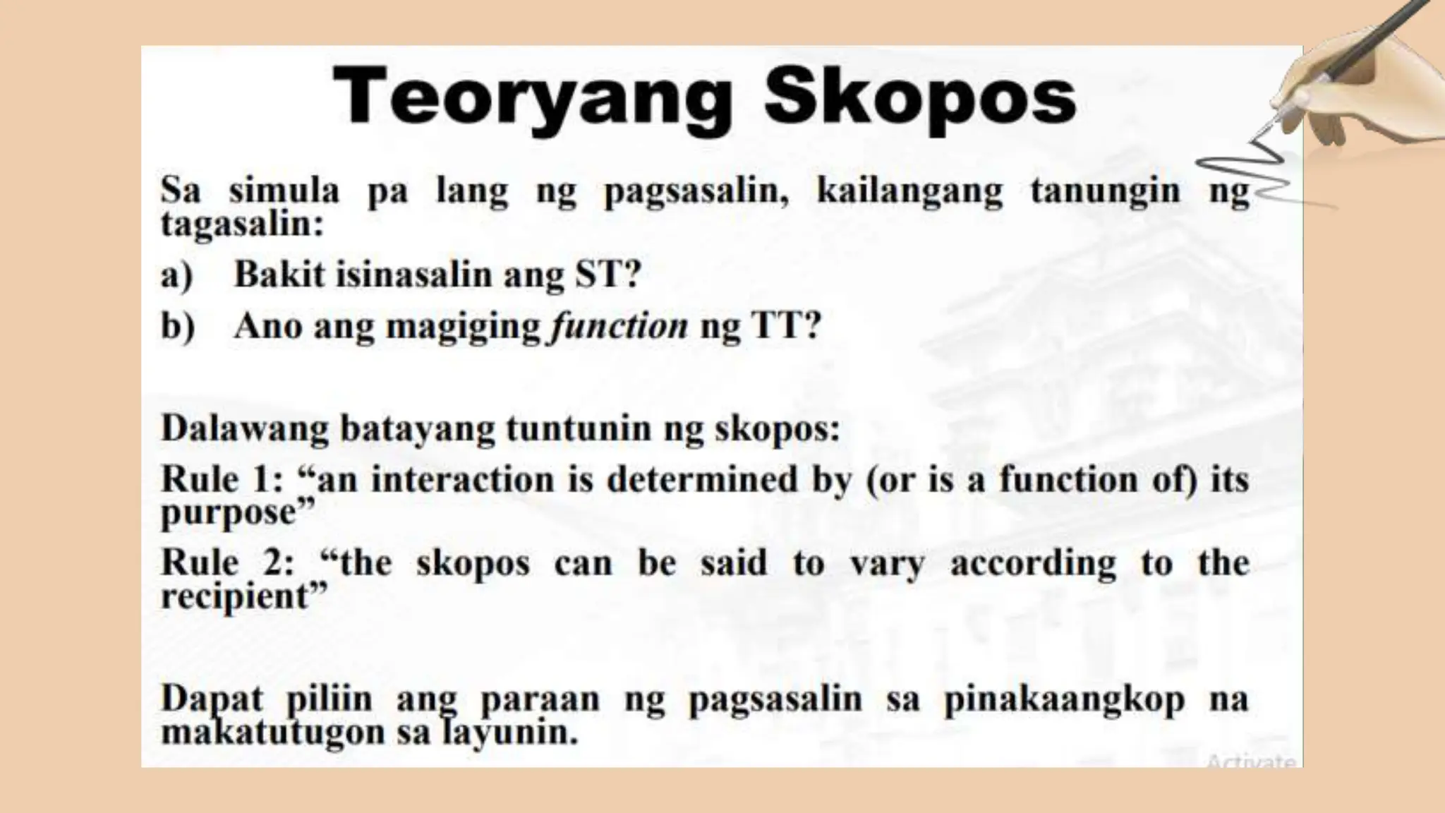 MGA TEORYA SA PAGSASALIN, FORMAL VS DYNAMIC EQUIVALENCE, SEMANTIC VS ...