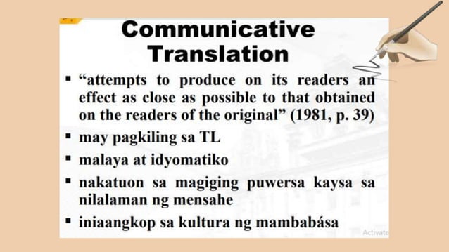 MGA TEORYA SA PAGSASALIN, FORMAL VS DYNAMIC EQUIVALENCE, SEMANTIC VS ...