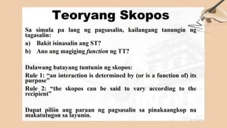 MGA TEORYA SA PAGSASALIN, FORMAL VS DYNAMIC EQUIVALENCE, SEMANTIC VS ...