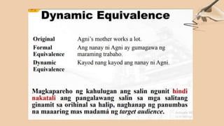 MGA TEORYA SA PAGSASALIN, FORMAL VS DYNAMIC EQUIVALENCE, SEMANTIC VS ...