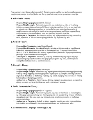 Mga Teorya sa pagtuturo ng wika SA KOLEHEYO.docx