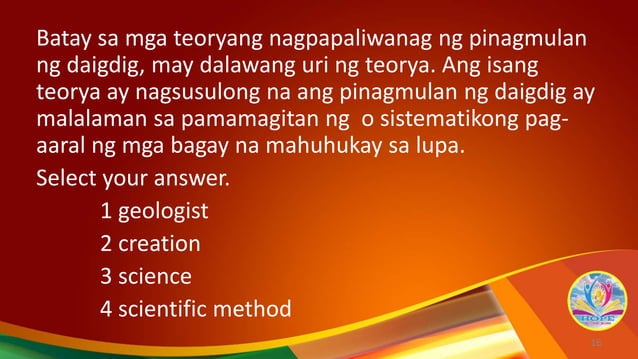 Mga Teorya Tungkol sa Pinagmulan ng Daigdig | PPTX