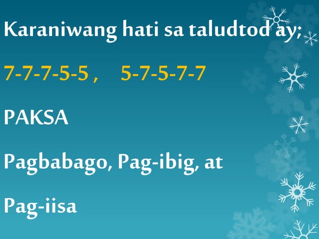 Haiku, Senryu, Tanaga, Tanka, | PPTX