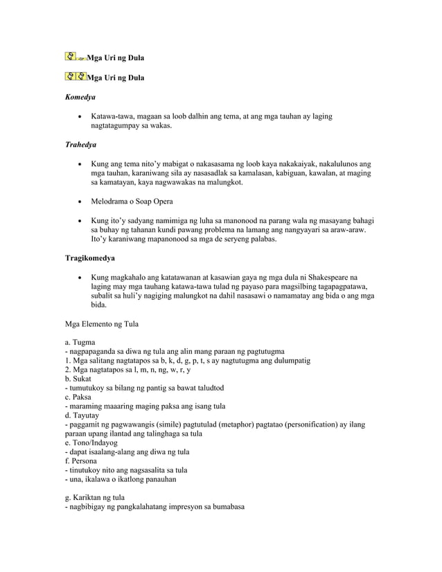 Mga uri ng dula | DOC