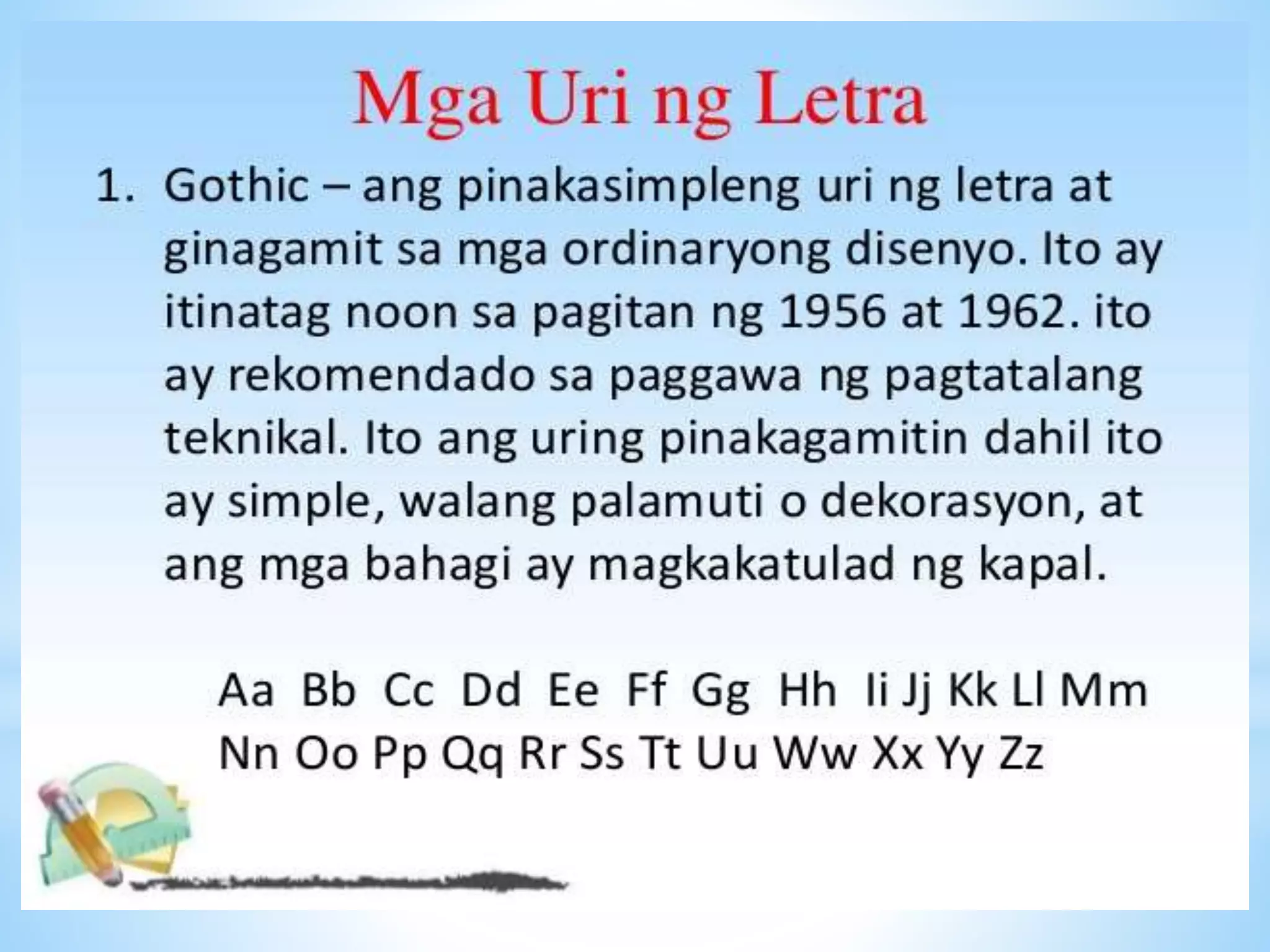 Mga uri ng letra | PPTX