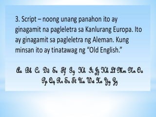 Mga uri ng letra | PPTX