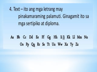Mga uri ng letra | PPTX