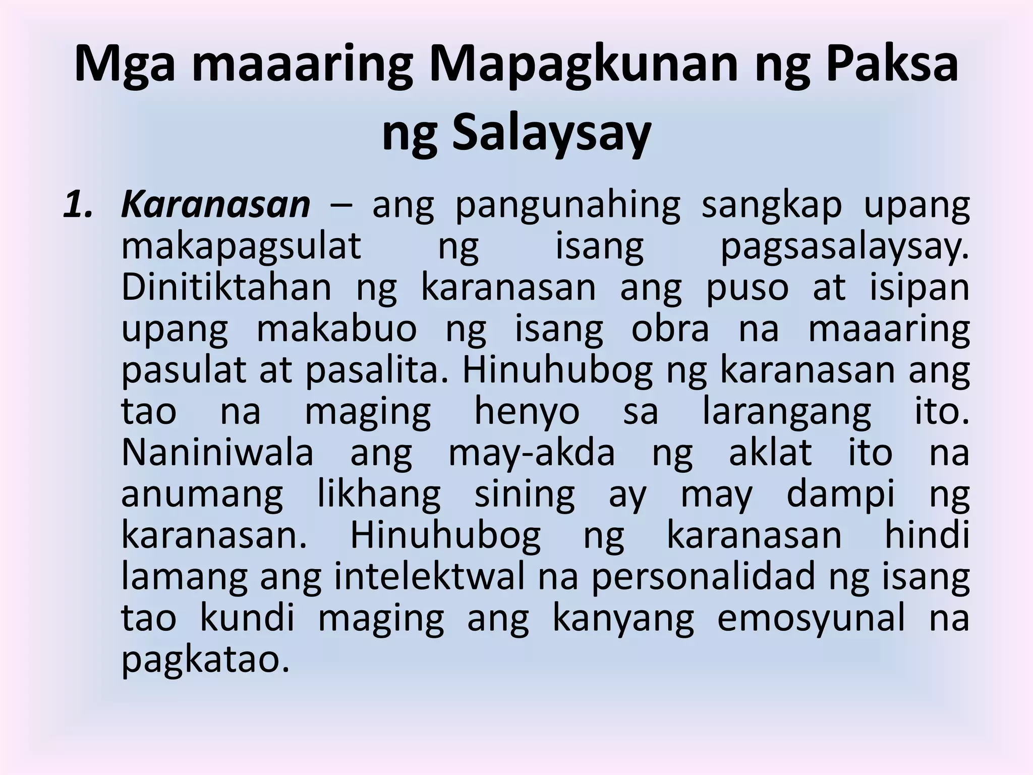 Mga uri ng masining na pagpaphahayag pagsasalaysay | PPTX