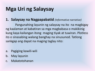Mga uri ng masining na pagpaphahayag pagsasalaysay | PPTX