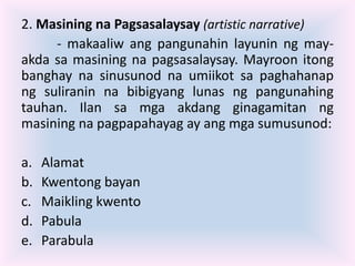 Mga uri ng masining na pagpaphahayag pagsasalaysay | PPTX