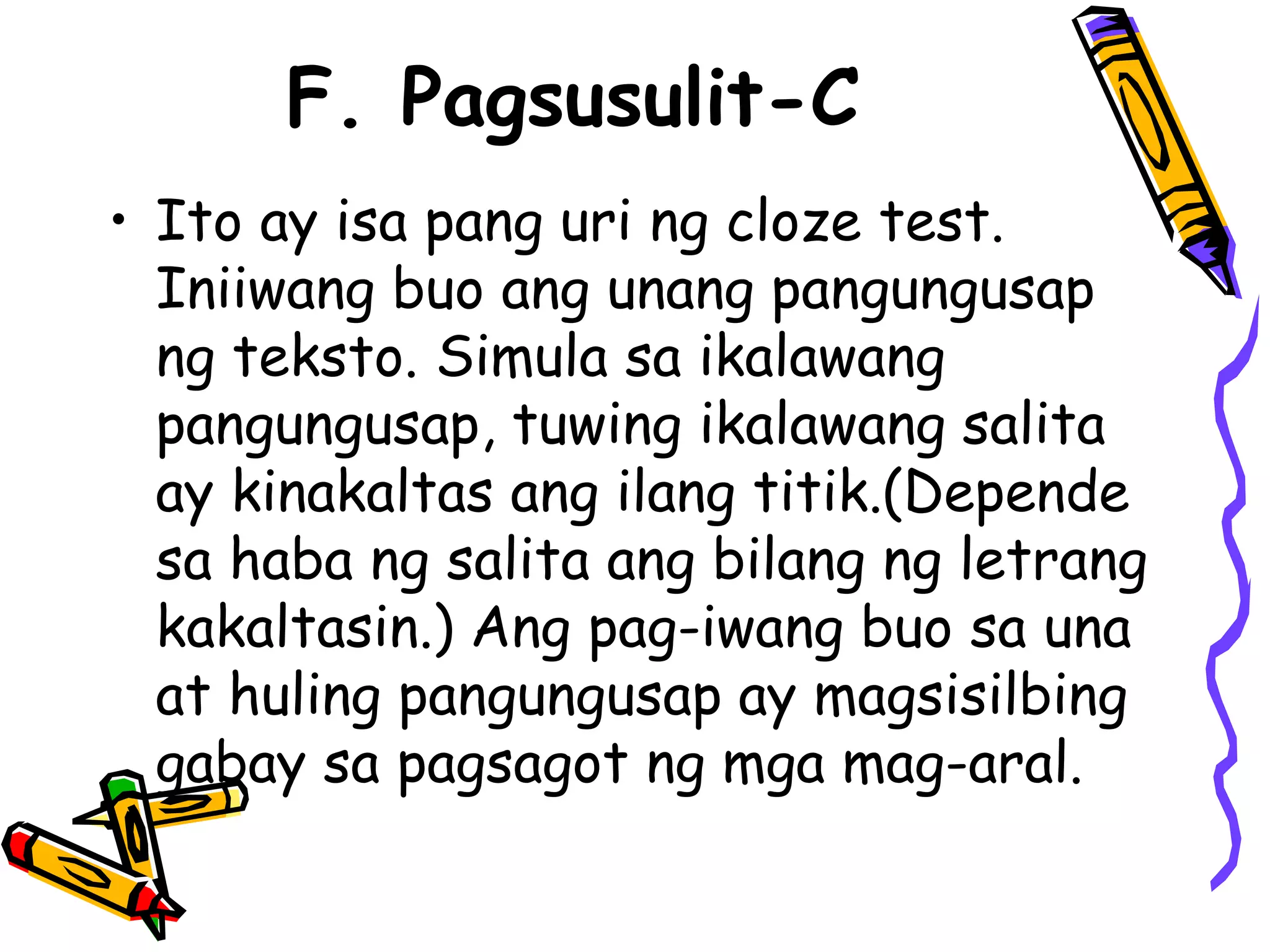 Mga uri ng pagsusulit ayon sa pamamaraan | PPTX